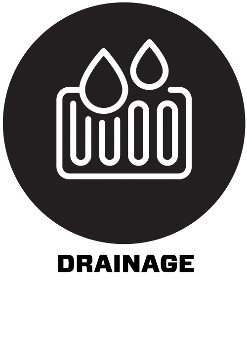 water drop into drainage pipes with word drainage under the design